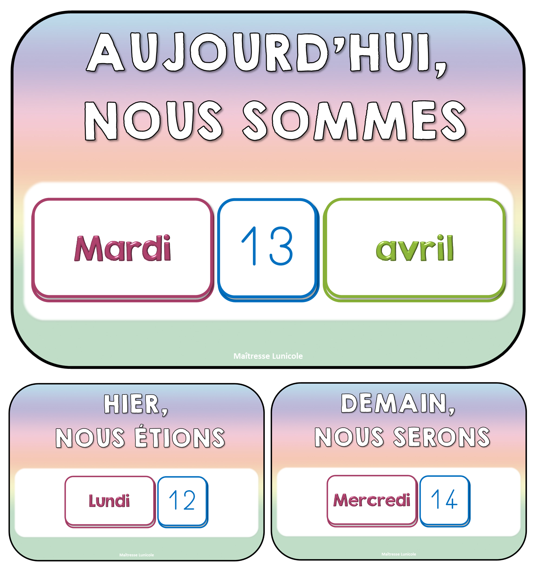 Affichages pour les rituels de la date, de la météo et des saisons ...