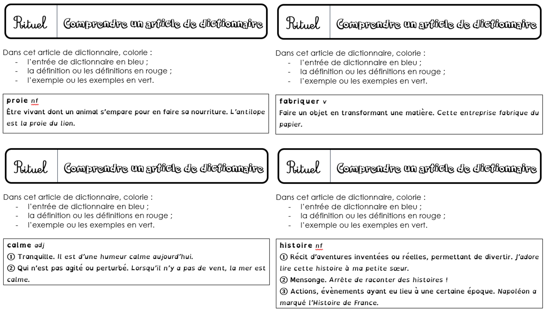 Comprendre l’organisation du dictionnaire – Maîtresse Lunicole