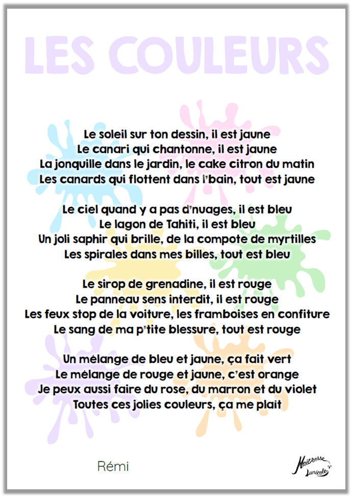 Les couleurs – Maîtresse Lunicole