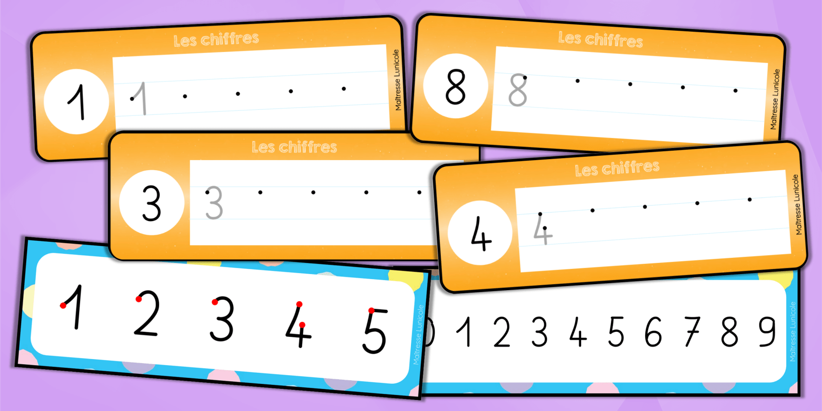 Supports d’écriture de chiffres – Maîtresse Lunicole