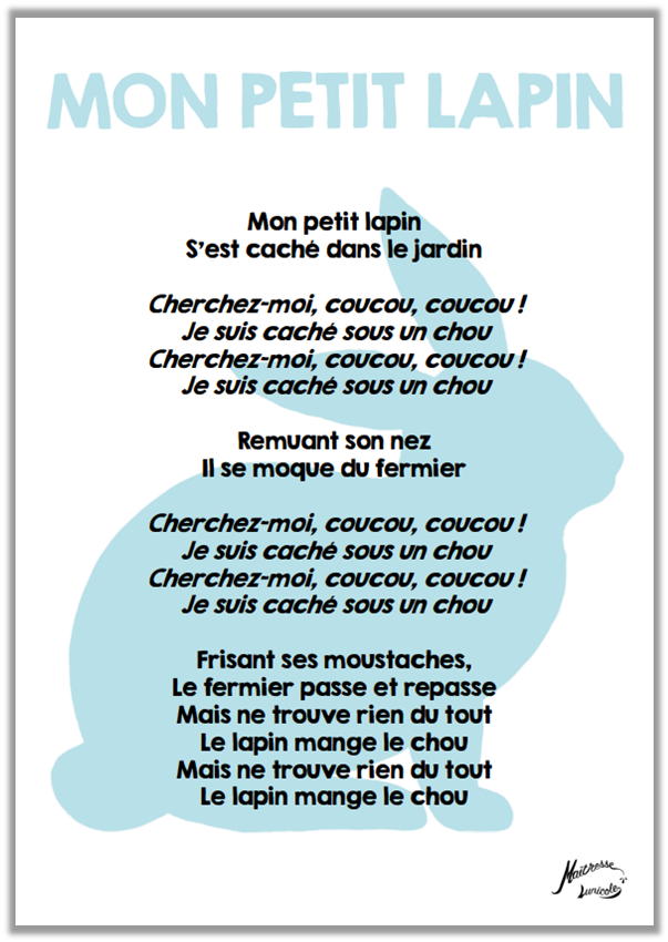 Exploitation d’album – Le lapin de printemps – Maîtresse Lunicole