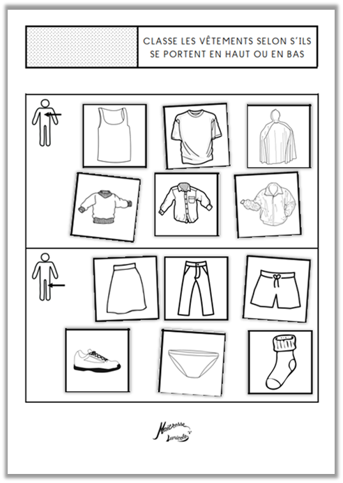 Les vêtements – cycle 1 – Maîtresse Lunicole