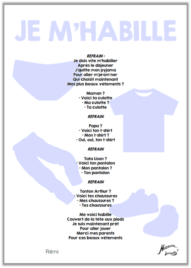 Les vêtements – cycle 1 – Maîtresse Lunicole