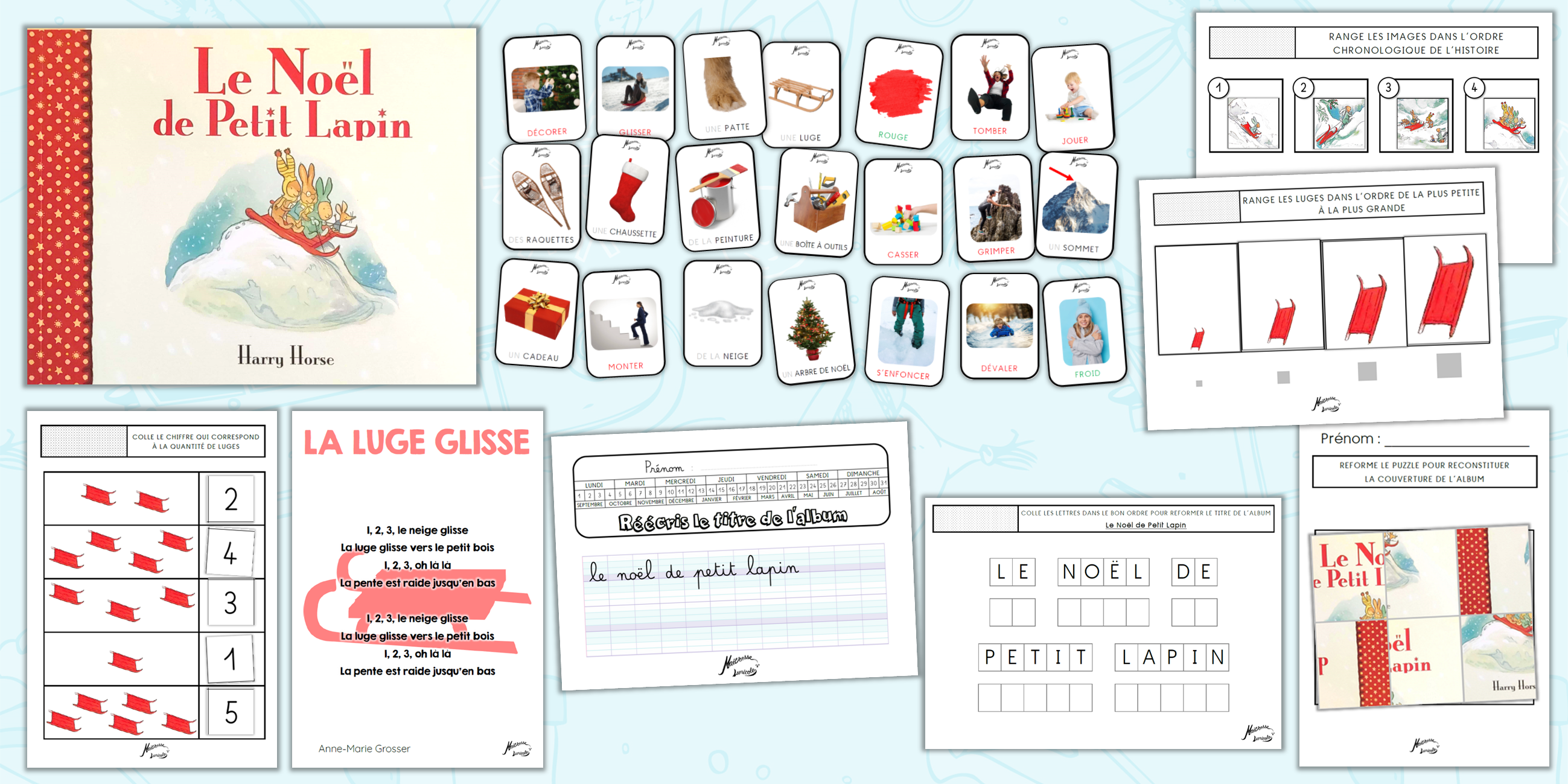 Exploitation d’album – Le Noël de Petit Lapin – Maîtresse Lunicole