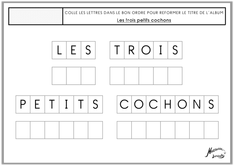 Exploitation d’album – Les trois petits cochons – Maîtresse Lunicole